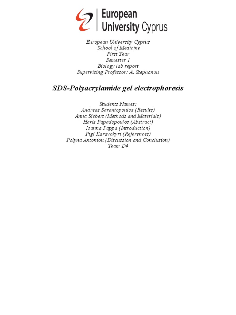 Lab Report SDS PAGE | PDF