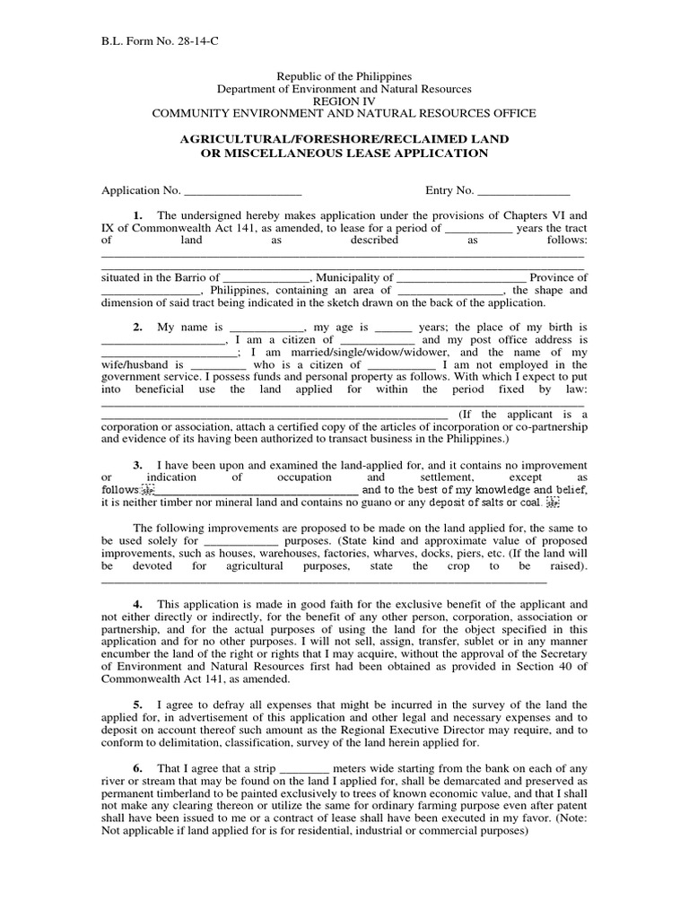 Denr-Foreshore Lease Application | PDF