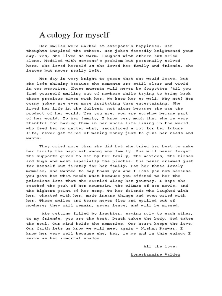 A Eulogy For Myself | PDF