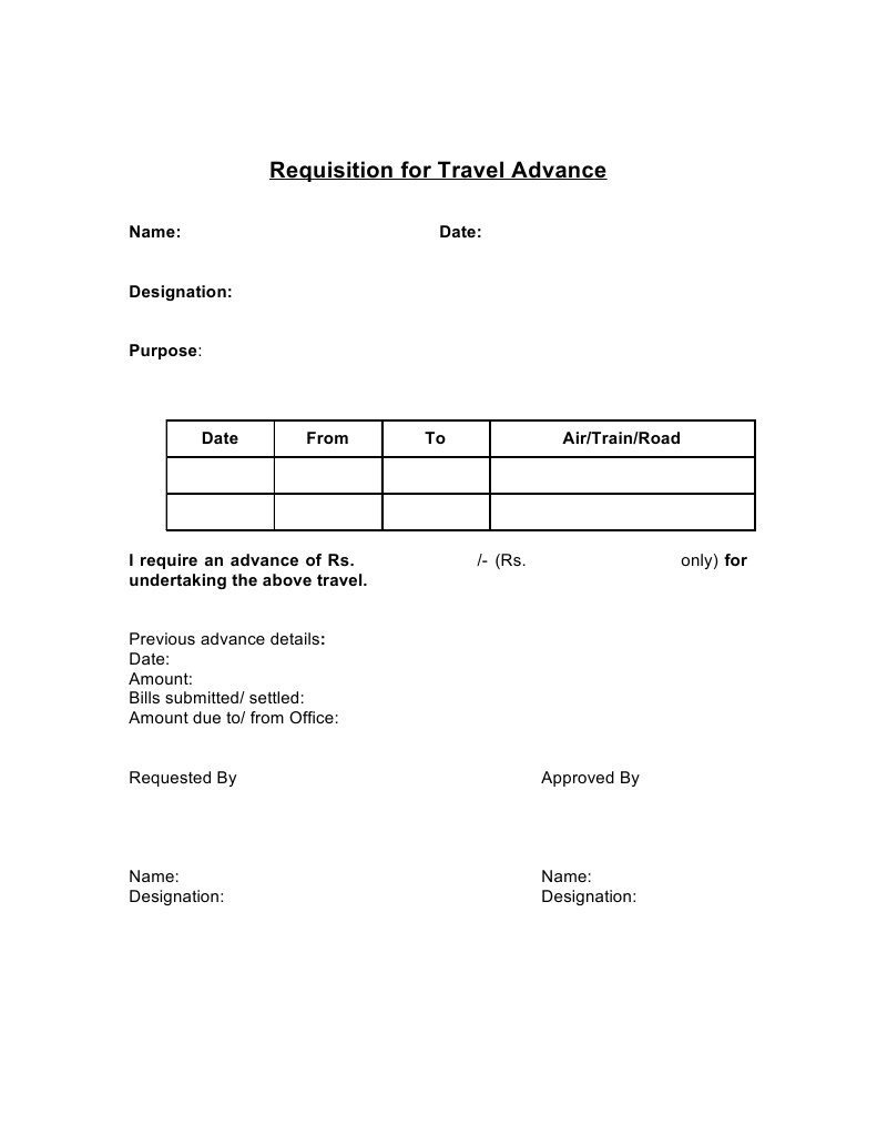 Travel Advance Requisition Form | PDF