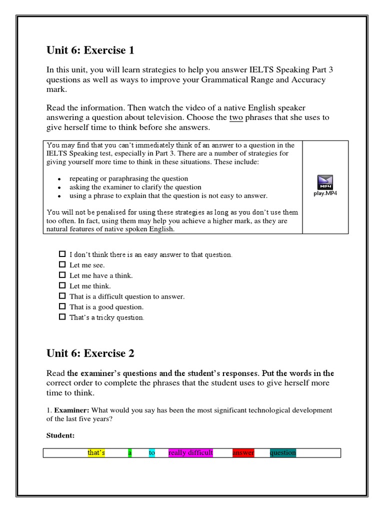 Unit 6 - Speaking | PDF