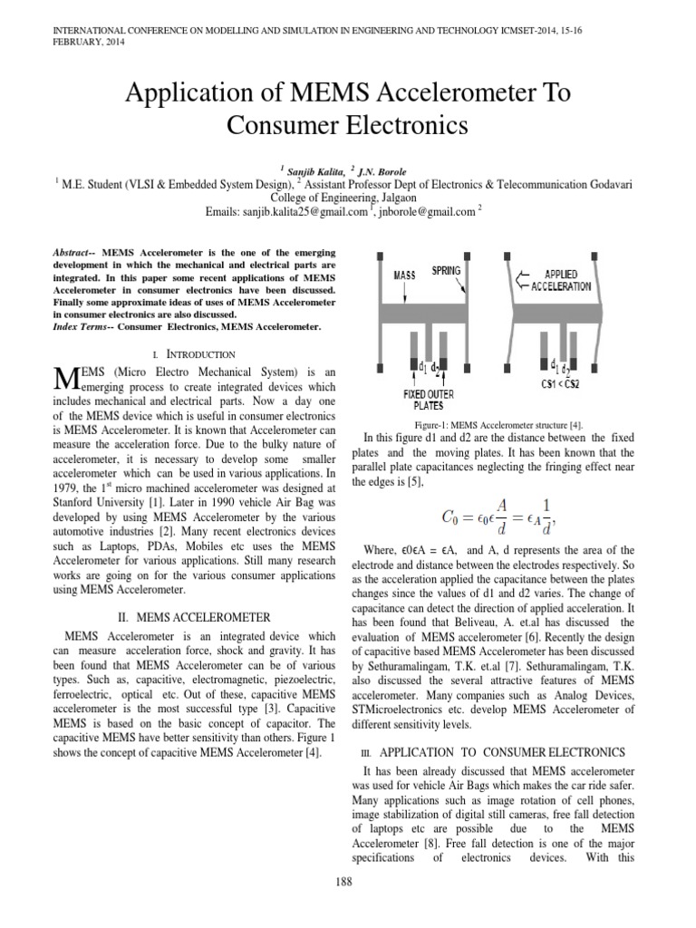 Application of MEMS Accelerometer To Consumer Electronics | PDF