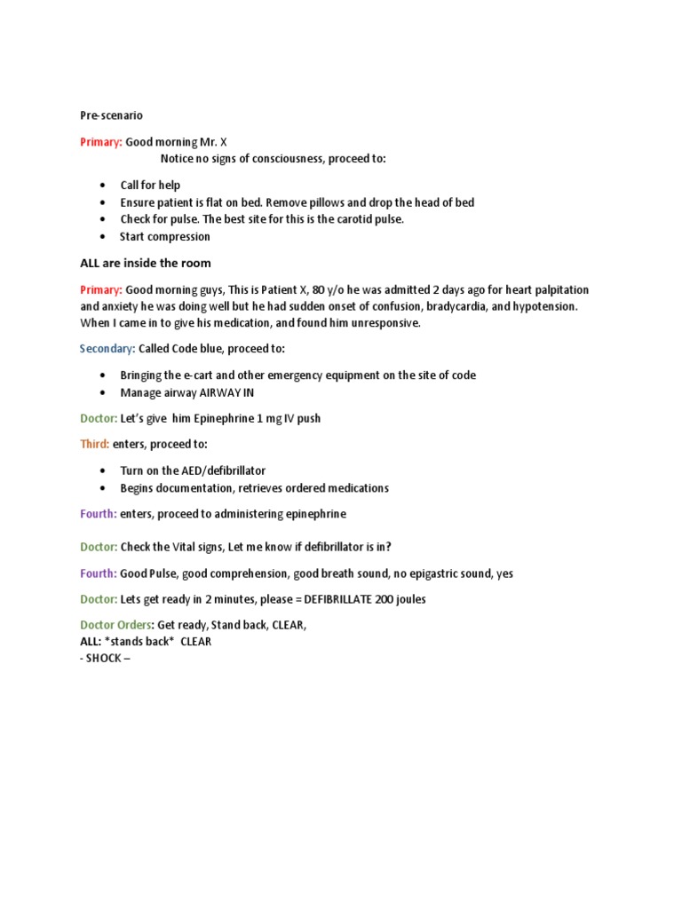 Code Blue Scenario and Protocol Guide | PDF