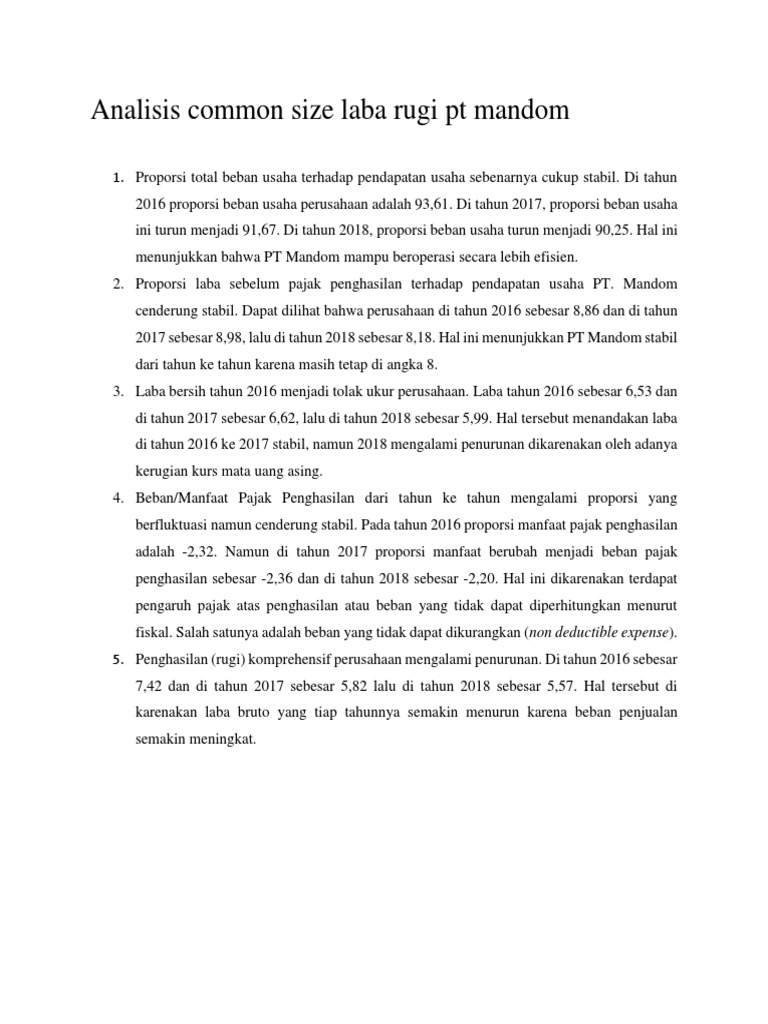 Analisis Common Size Laba Rugi PT Mandom | PDF | Pengelolaan Keuangan ...