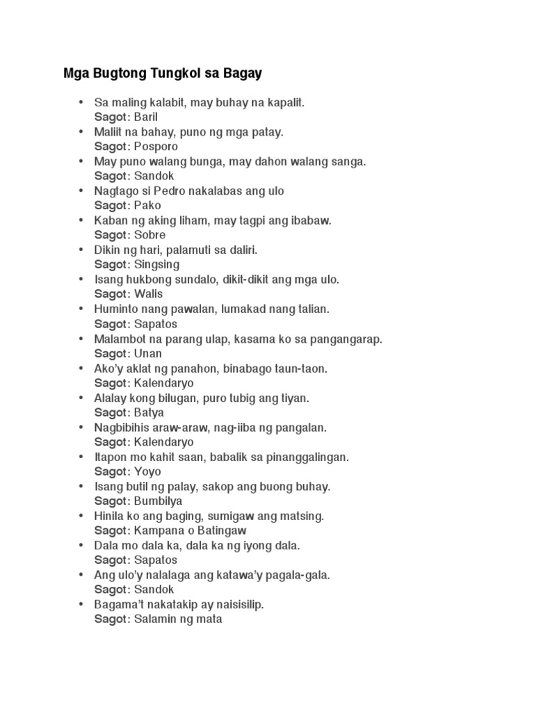 BUGTONG | PDF
