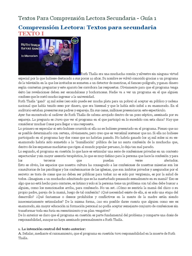 8 - Textos para Comprensión Lectora Secundaria | PDF