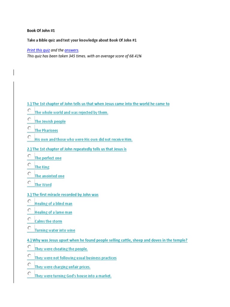 Book of John Test | PDF