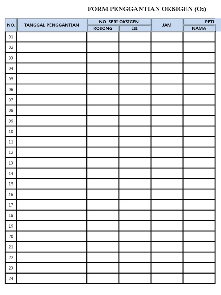 Formulir Penggantian Oksigen | PDF