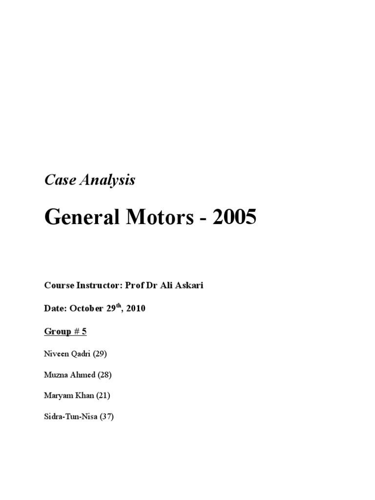 Strategic Management Case 6 - General Motors | PDF | General Motors | Car
