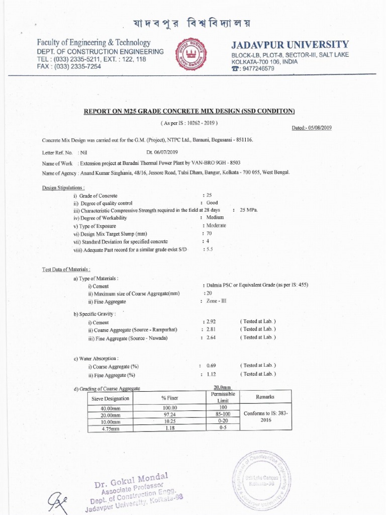 Mix Design M25 REPORT 2 PDF | PDF
