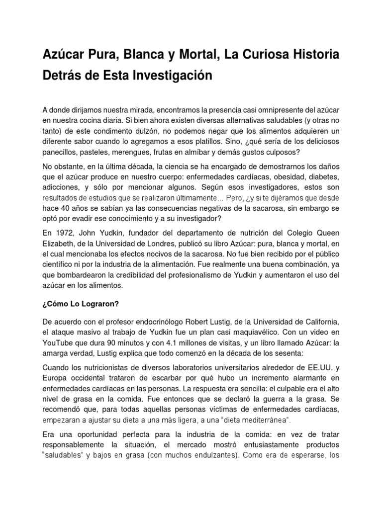 Azúcar Pura, Blanca y Mortal, La Curiosa Historia Detrás de Esta ...