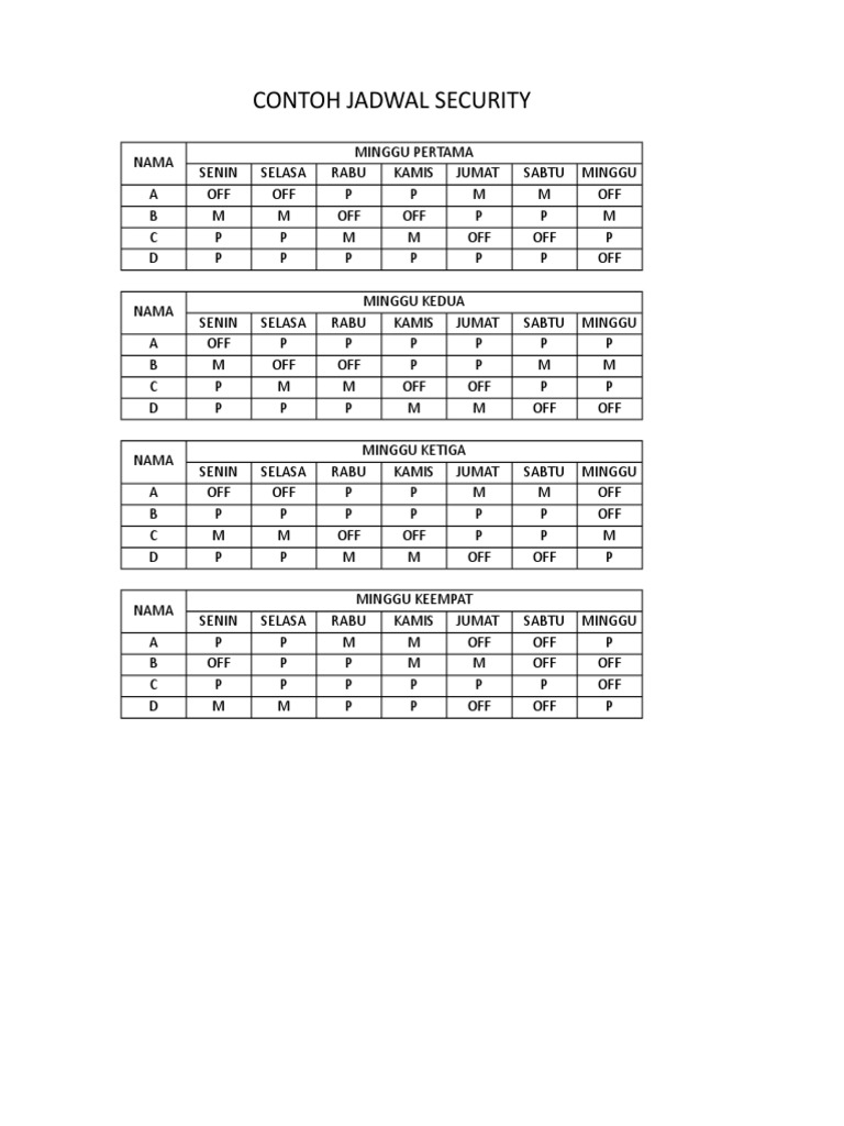 Jadwal Security | PDF