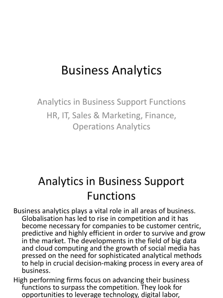 Analytics in Business Support Functions | PDF