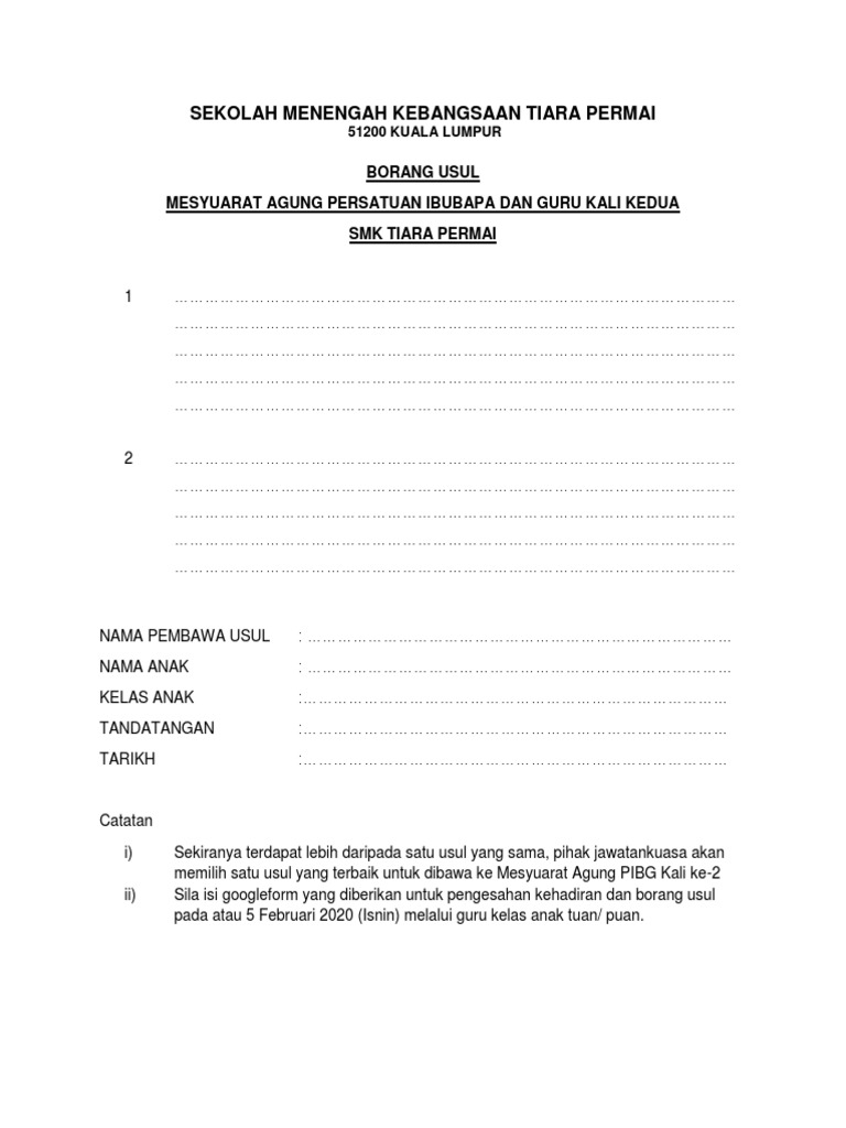 BORANG USUL Pibg | PDF