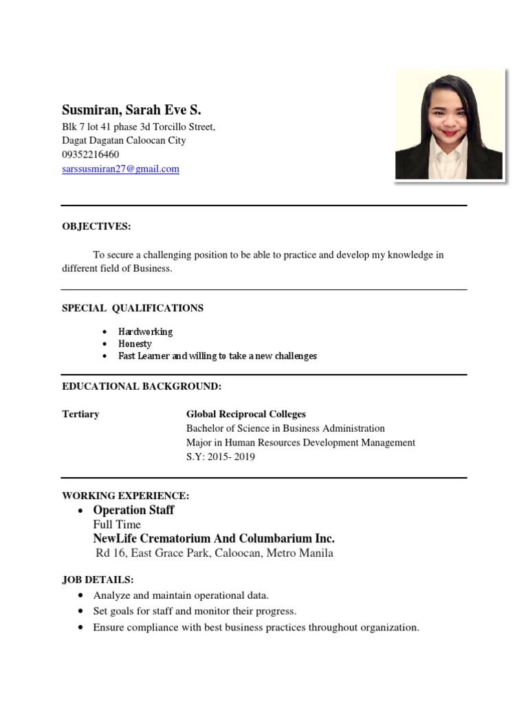 Sarah Resume 2020 | PDF