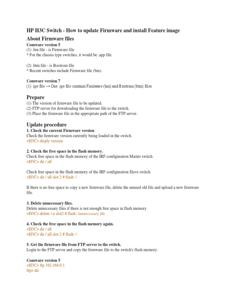 H3C Switch Firmware Update Guide | PDF | Business | Technology ...