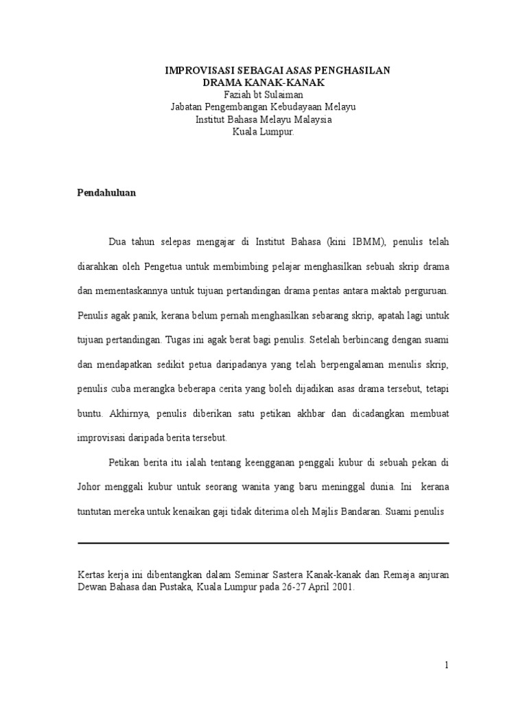 Improvisasi dalam Drama Kanak-Kanak | PDF