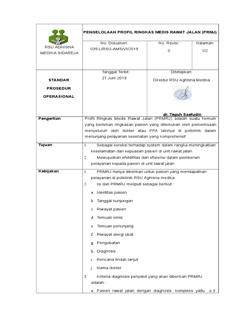 Sop PRMRJ | PDF | Pengembangan Diri | Kesehatan Holistik
