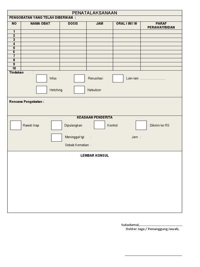 Lembar Balik RM Rawat Inap | PDF