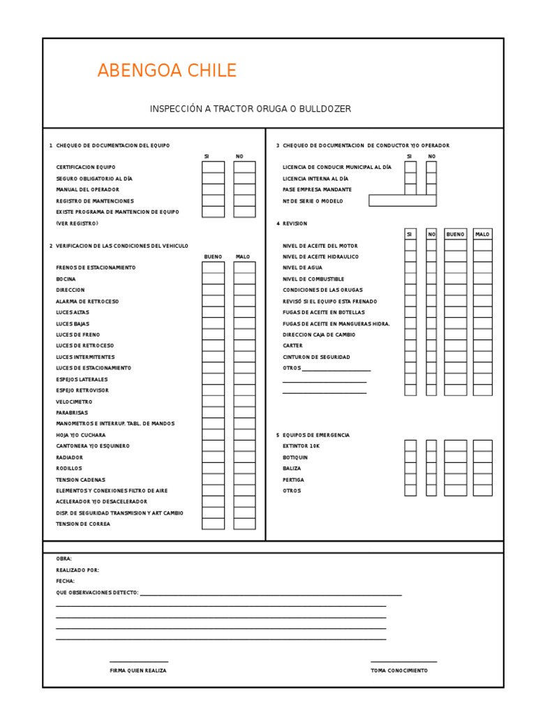 Check List Bulldozer | PDF