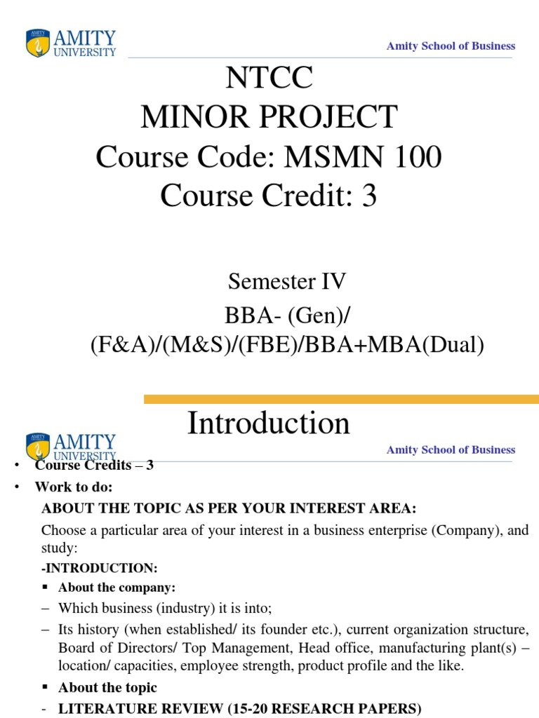Final NTCC Minor Project Guidelines | PDF
