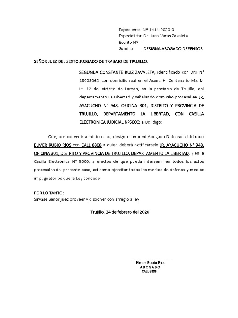 Designa Abogado Defensor | PDF