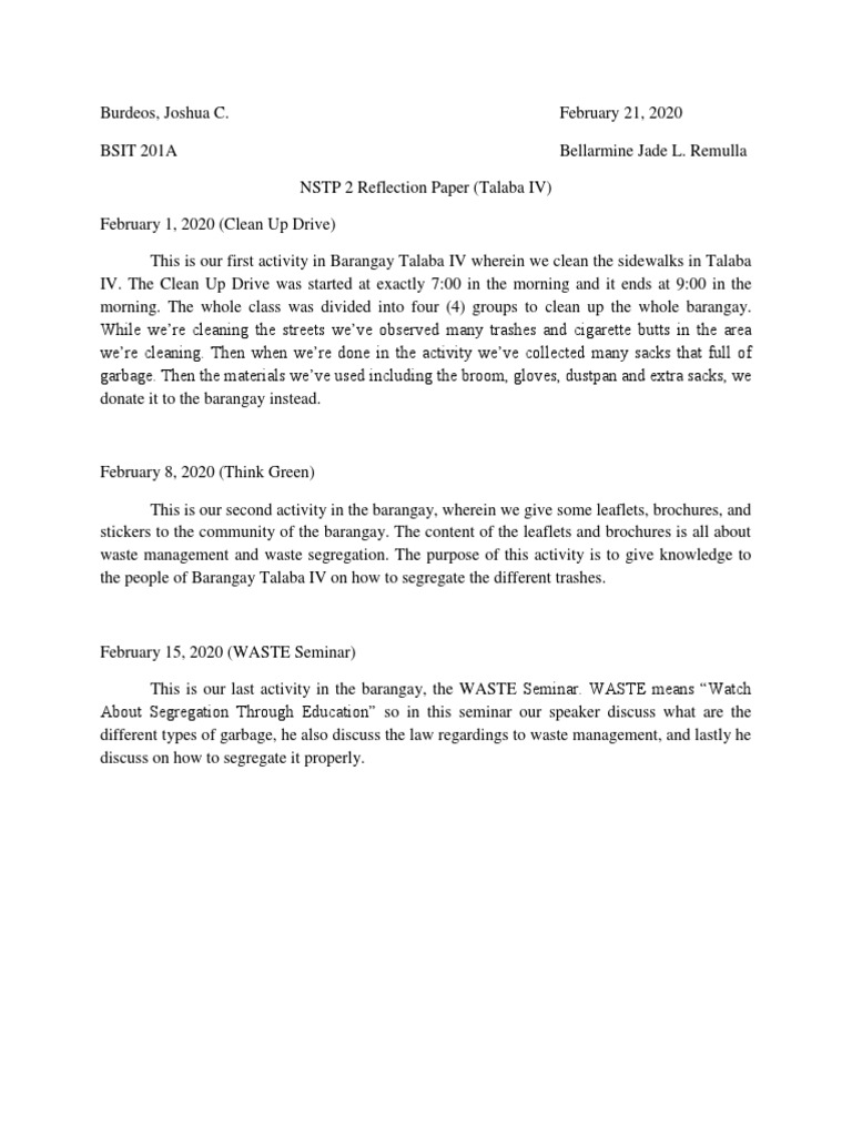 Reflection NSTP | PDF