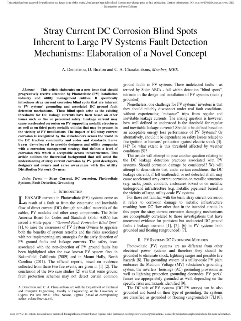 Stray Current DC Corrosion PV Systems | PDF | Technology & Engineering