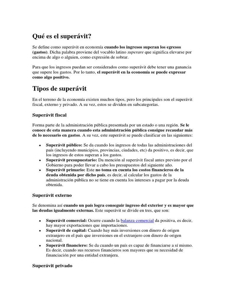 Qué Es El Superávit | PDF