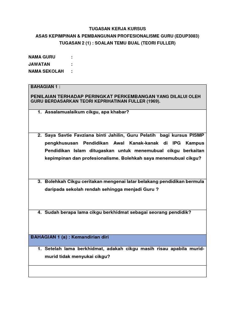 Contoh Soalan Temubual | PDF