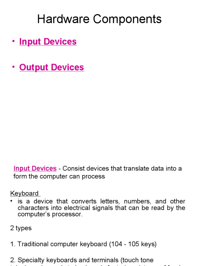 Cs100 Lec 3 (Hardware Input & Output) | PDF | Printer (Computing) | Image Scanner