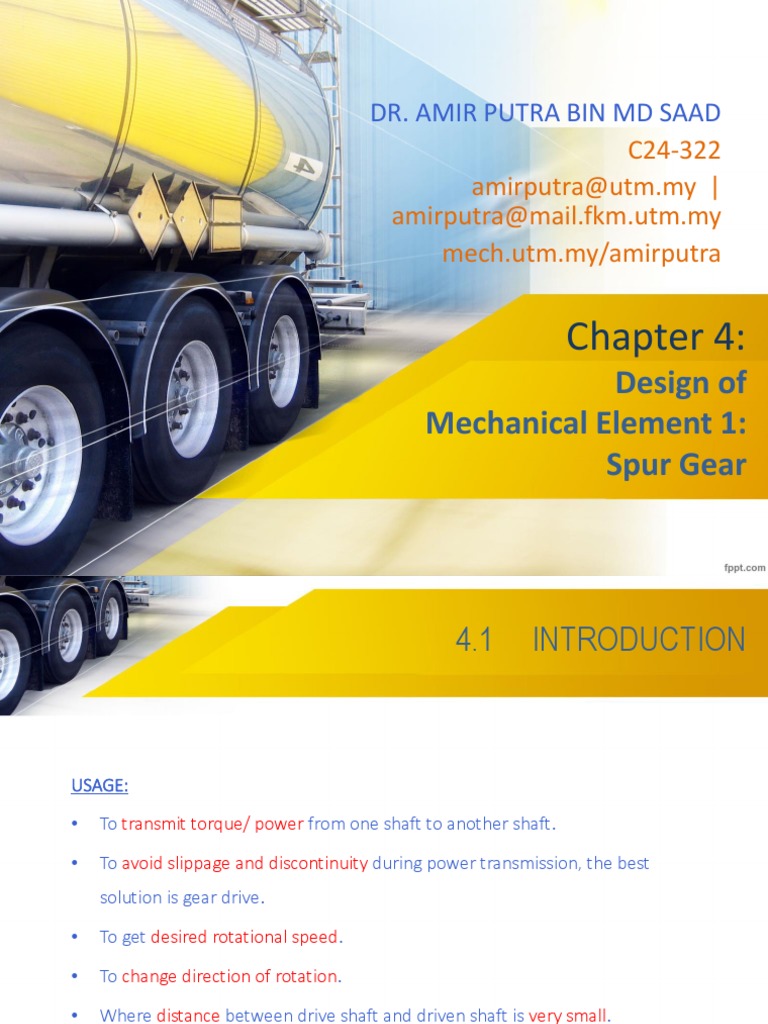 Chapter 4 Mechanical Element 1 - Gear Part 1 PDF | PDF