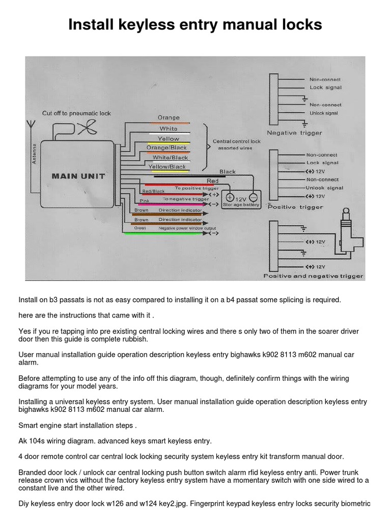 Install Keyless Entry Manual Locks | PDF