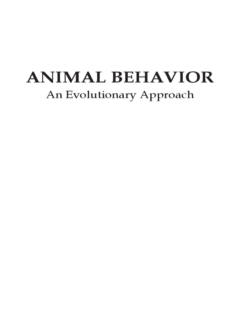 Animal Behavior - An Evolutionary Approach PDF | PDF