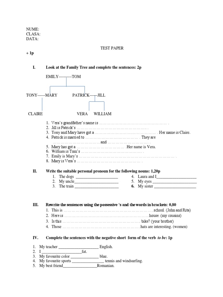 Test Clasa A 5a | PDF