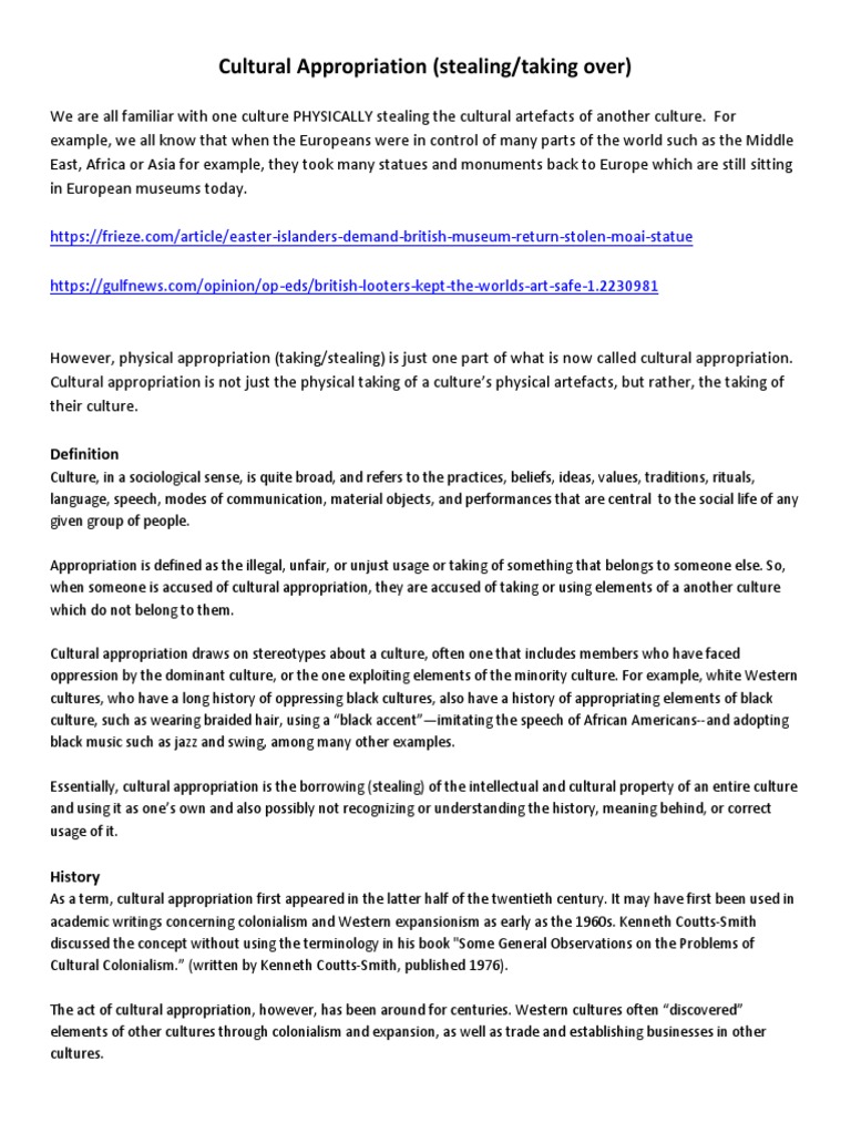 Understanding Cultural Appropriation | PDF