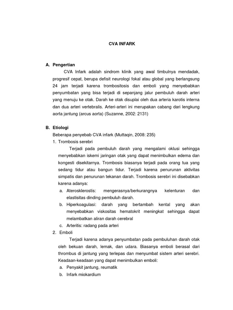 Laporan Pendahuluan CVA-INFARK | PDF