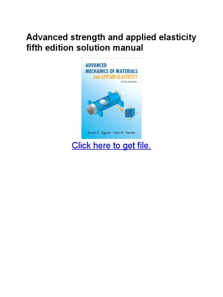 Advanced Strength and Applied Elasticity Fifth Edition Solution Manual | PDF