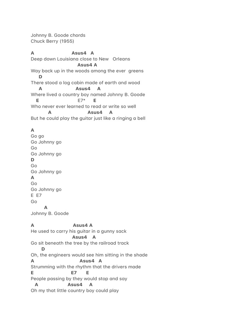 Johnny B. Goode Chords | PDF | Art