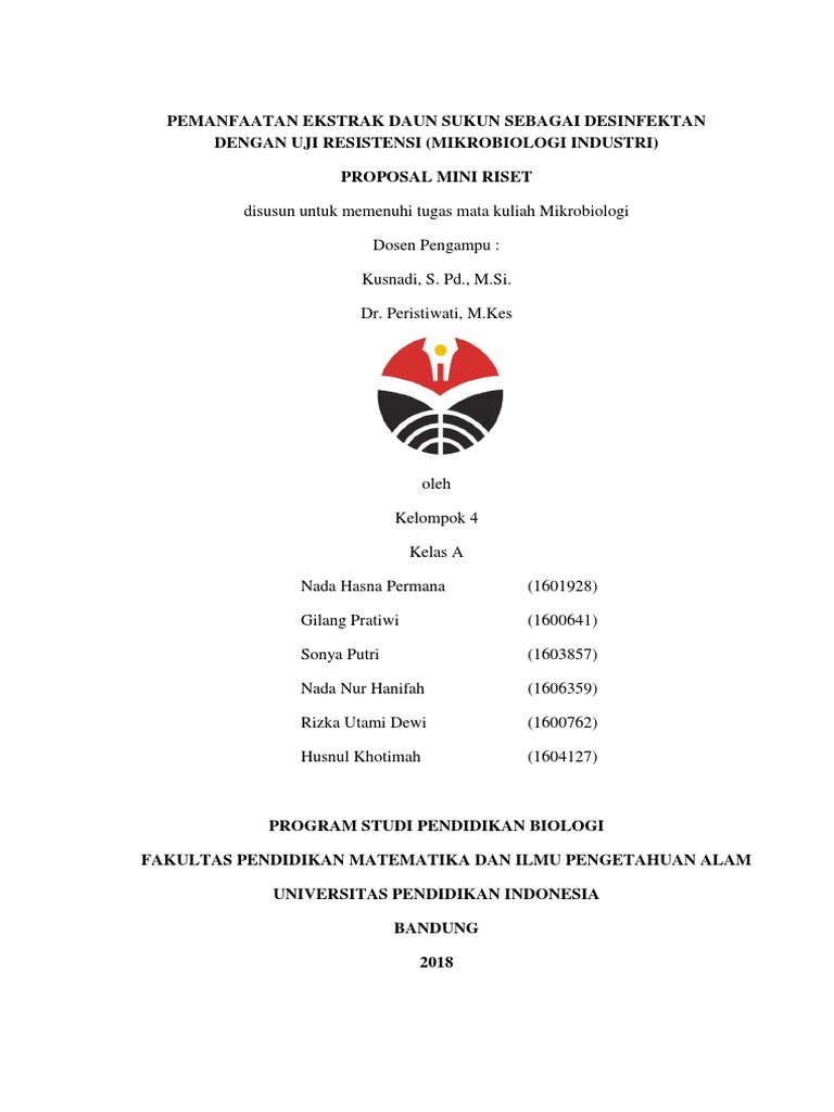 Proposal Mini Riset Mikrobiologi Industri 2 | PDF