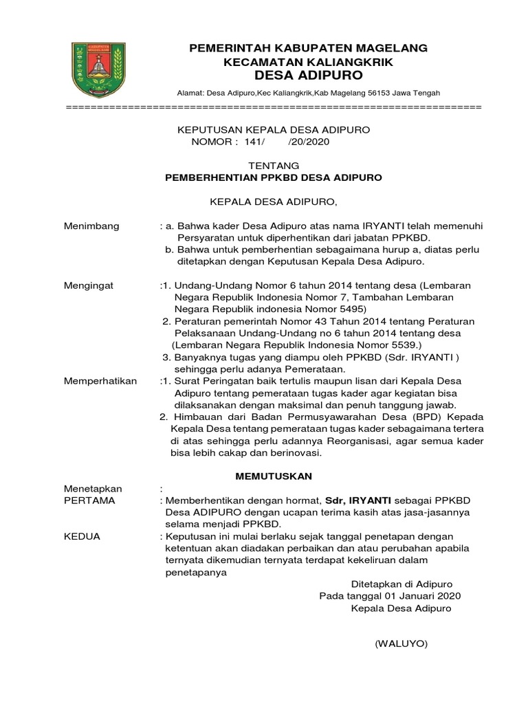 SK Pemberhentian PPKBD | PDF