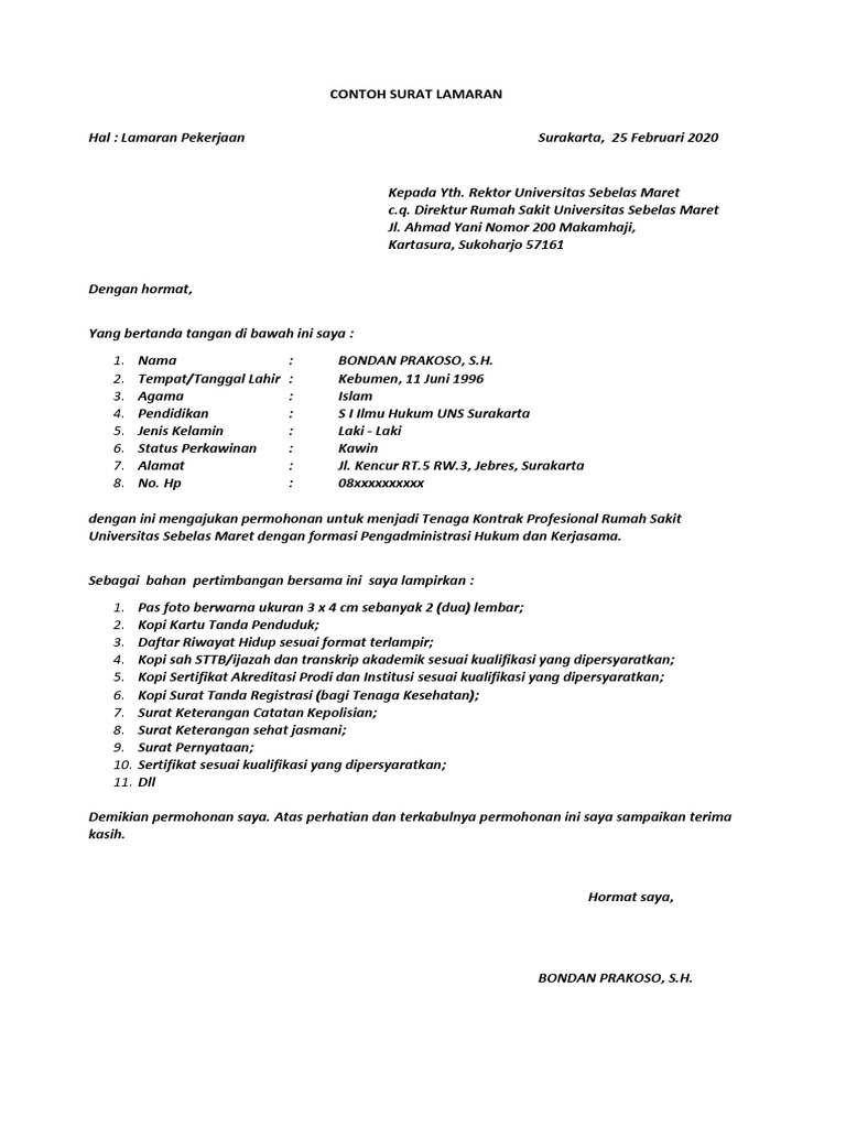 Contoh Lamaran | PDF