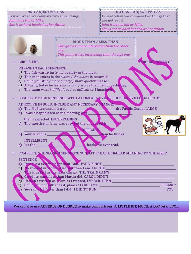 Comparisons Asas Not As More and Less Grammar Guides - 69733 | PDF