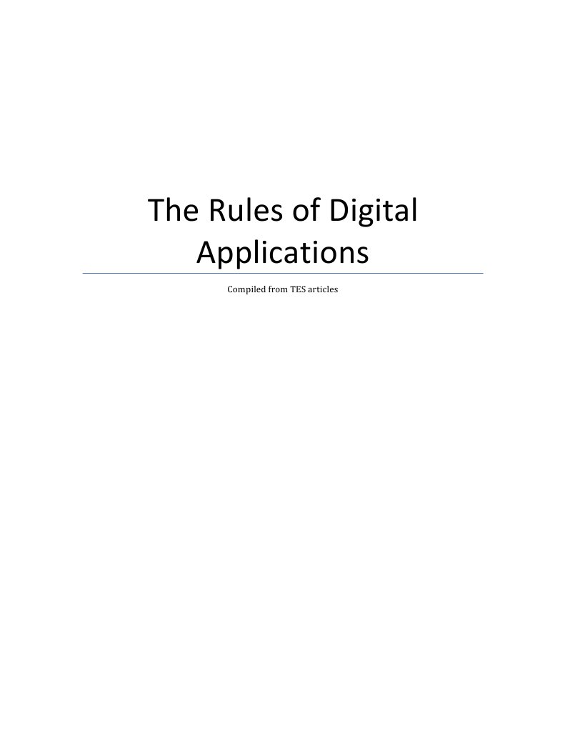 The Rules of Digital Applications | PDF | Résumé | Computing