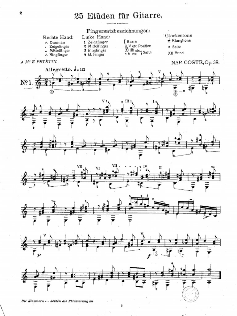 Estudio No.1 Op. 38 para Guitarra de Napoleon Coste | PDF