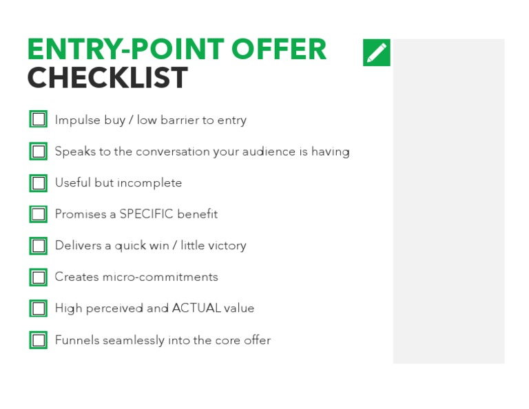 Entry-Point Offer Checklist PDF | PDF | Business | Finance & Money ...
