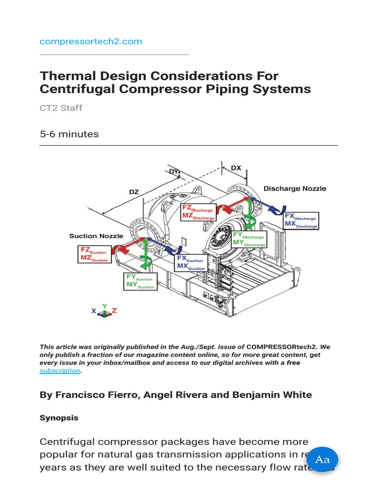 Thermal Design Considerations For Centrifugal Compressor Piping Systems