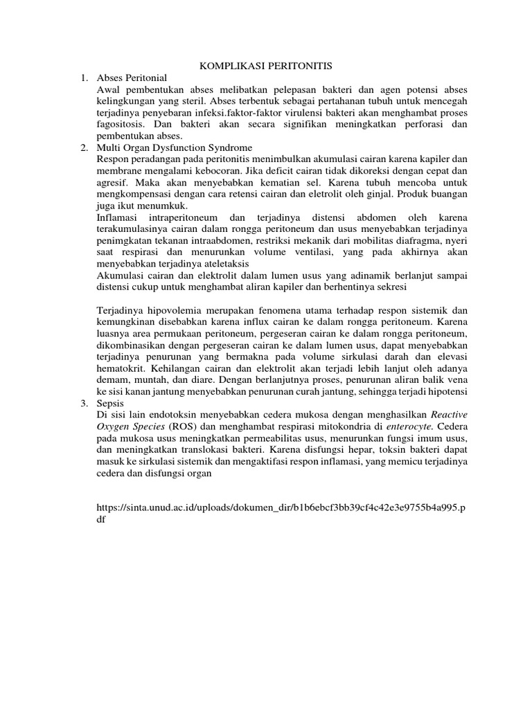 Komplikasi Peritonitis | PDF