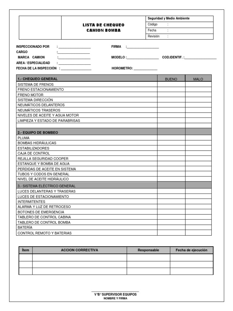 046 - Check List CAMION BOMBA | PDF