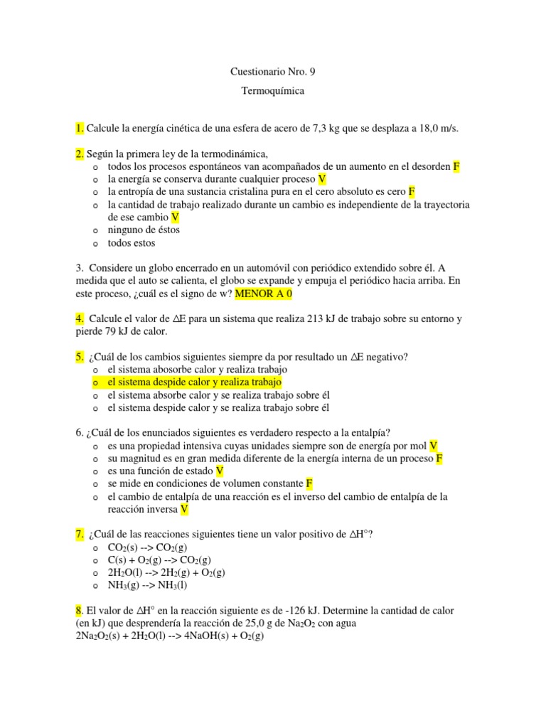 Cuestionario Nro9 | PDF